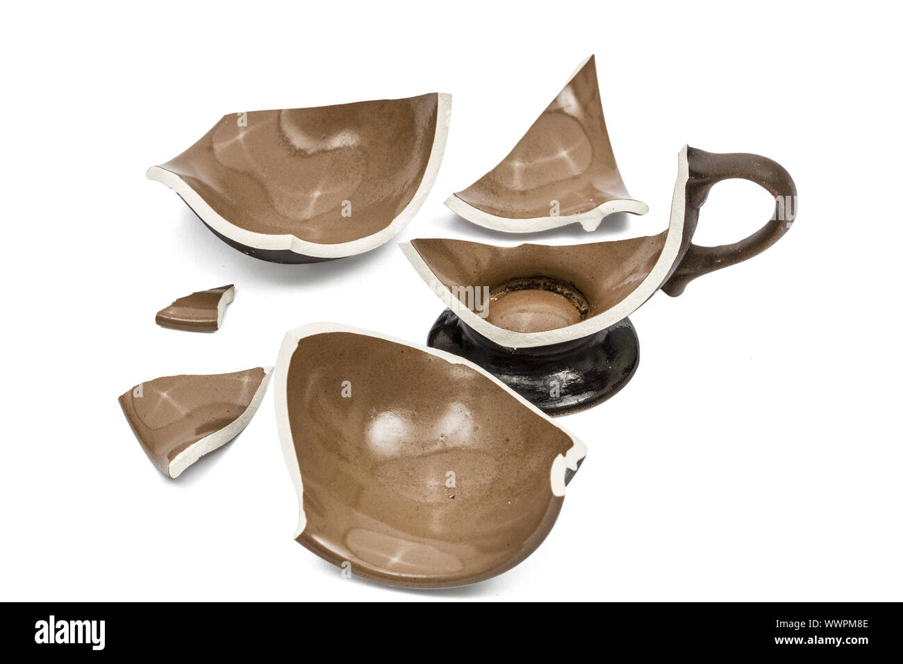 Broken coffee cup, isolated on white background, with clipping path ...