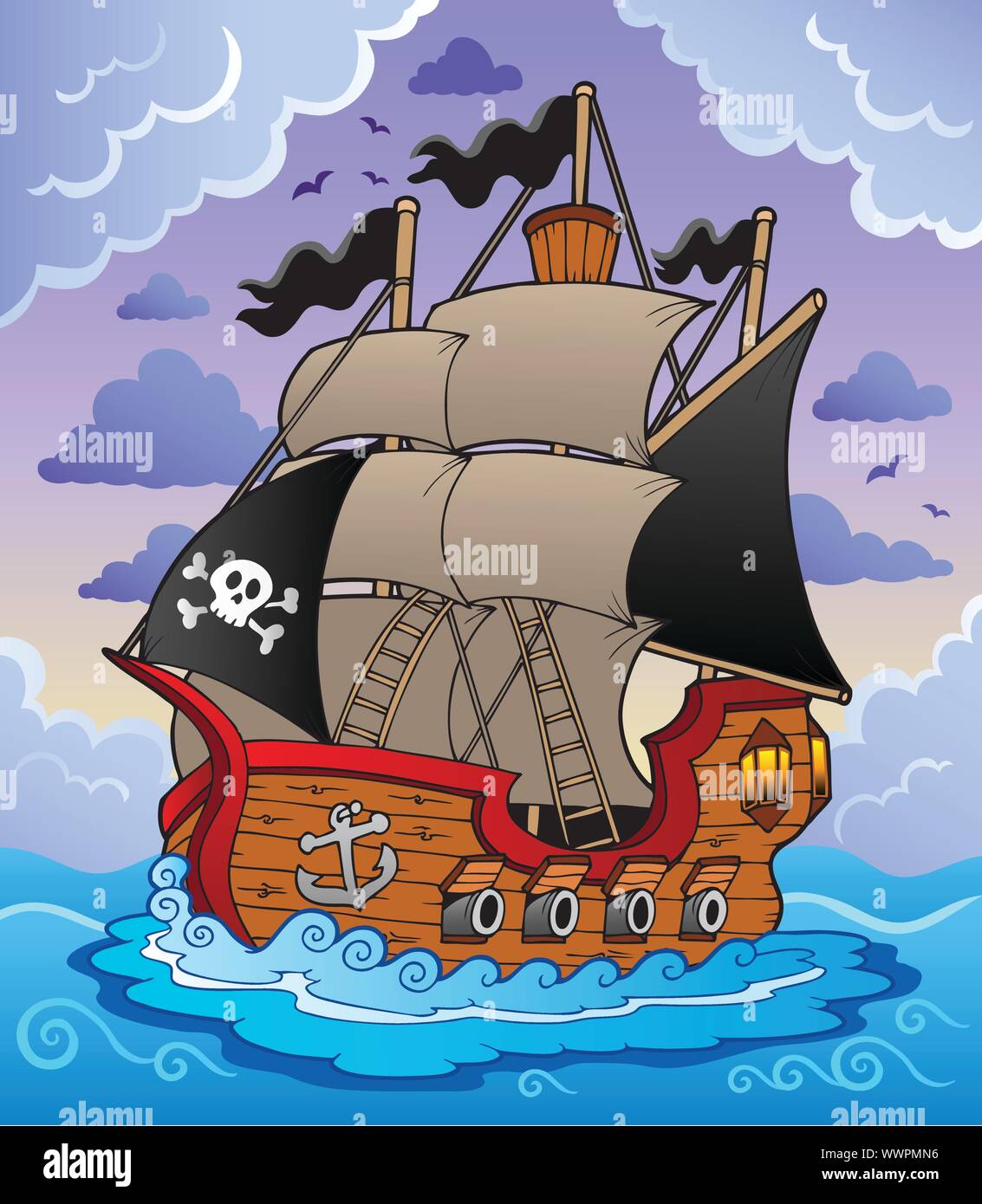 Pirate ship in stormy sea Stock Vector Image & Art - Alamy