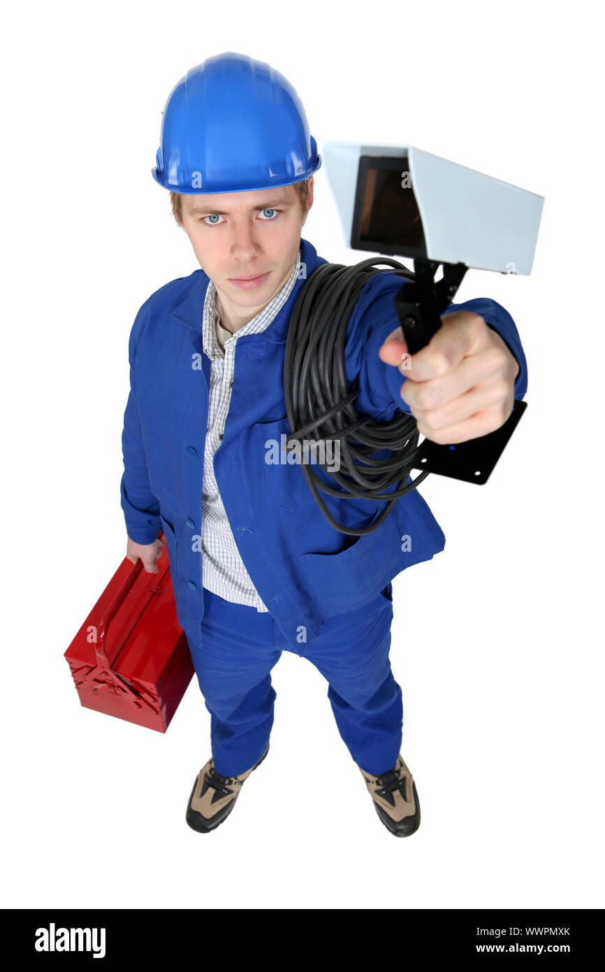 Installing CCTV system Stock Photo - Alamy