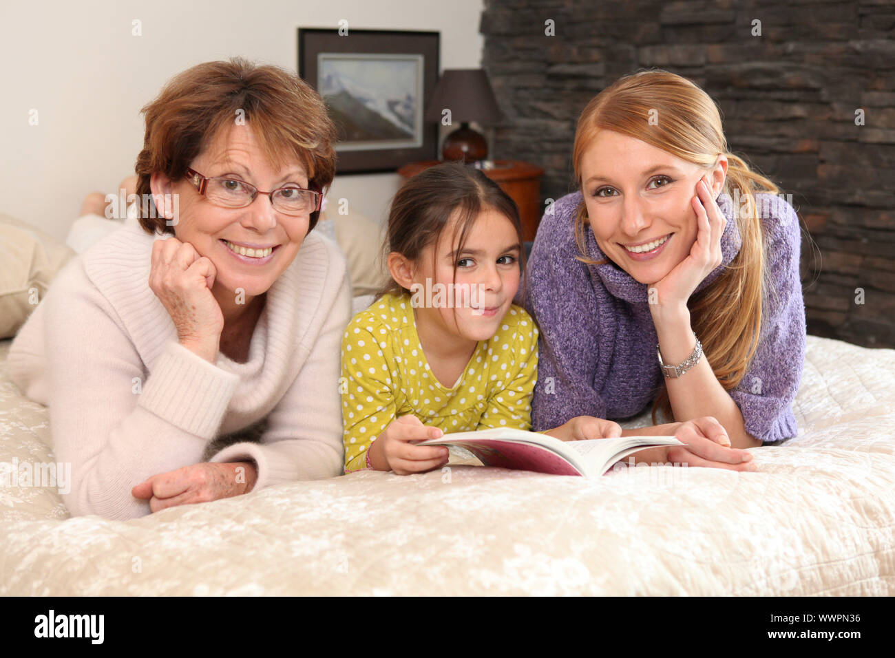 Family portrait of three generations Stock Photo - Alamy