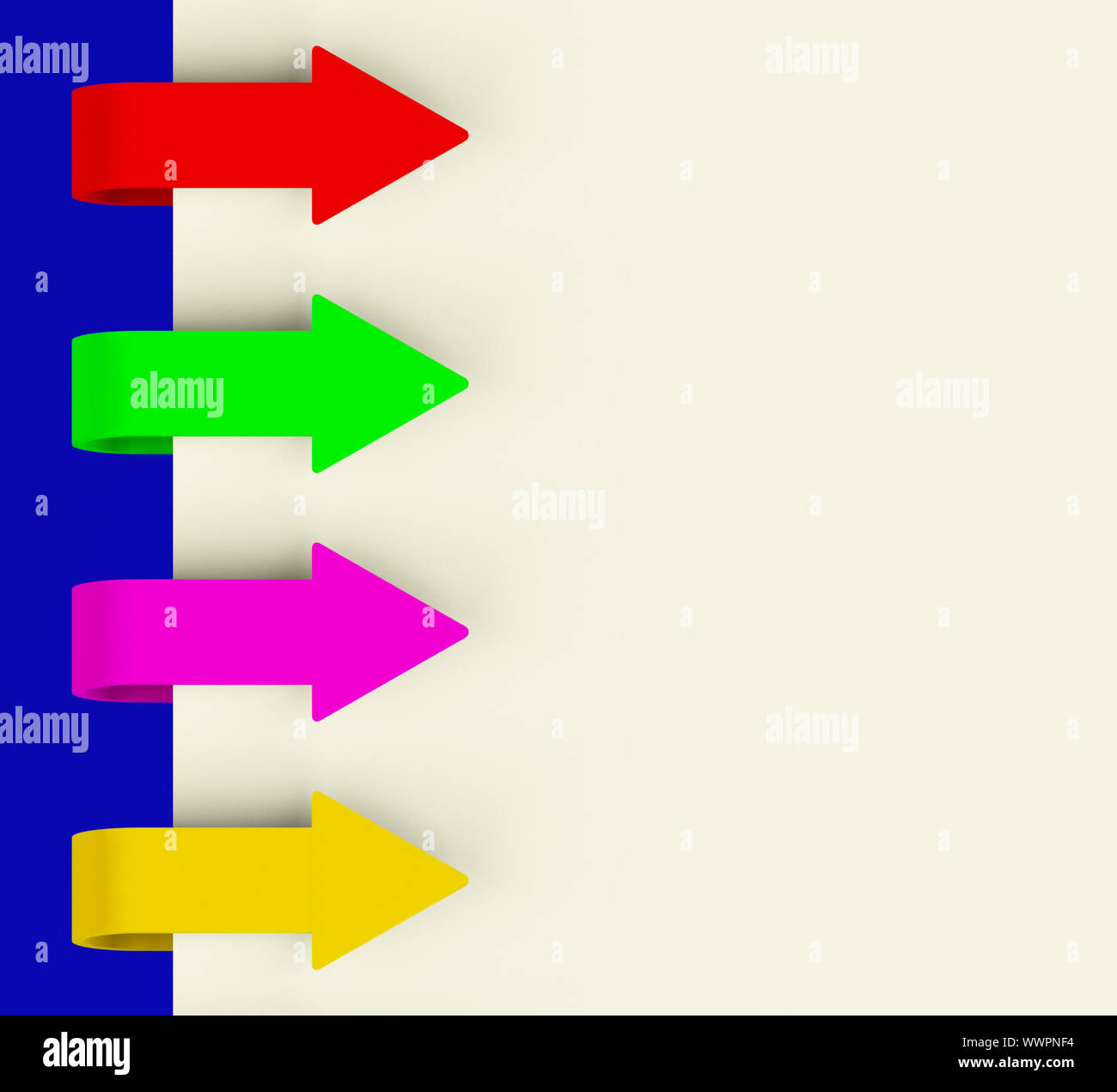 Four Multicolored Arrow Tabs Over Paper For Menu Lists Or Notes Stock ...