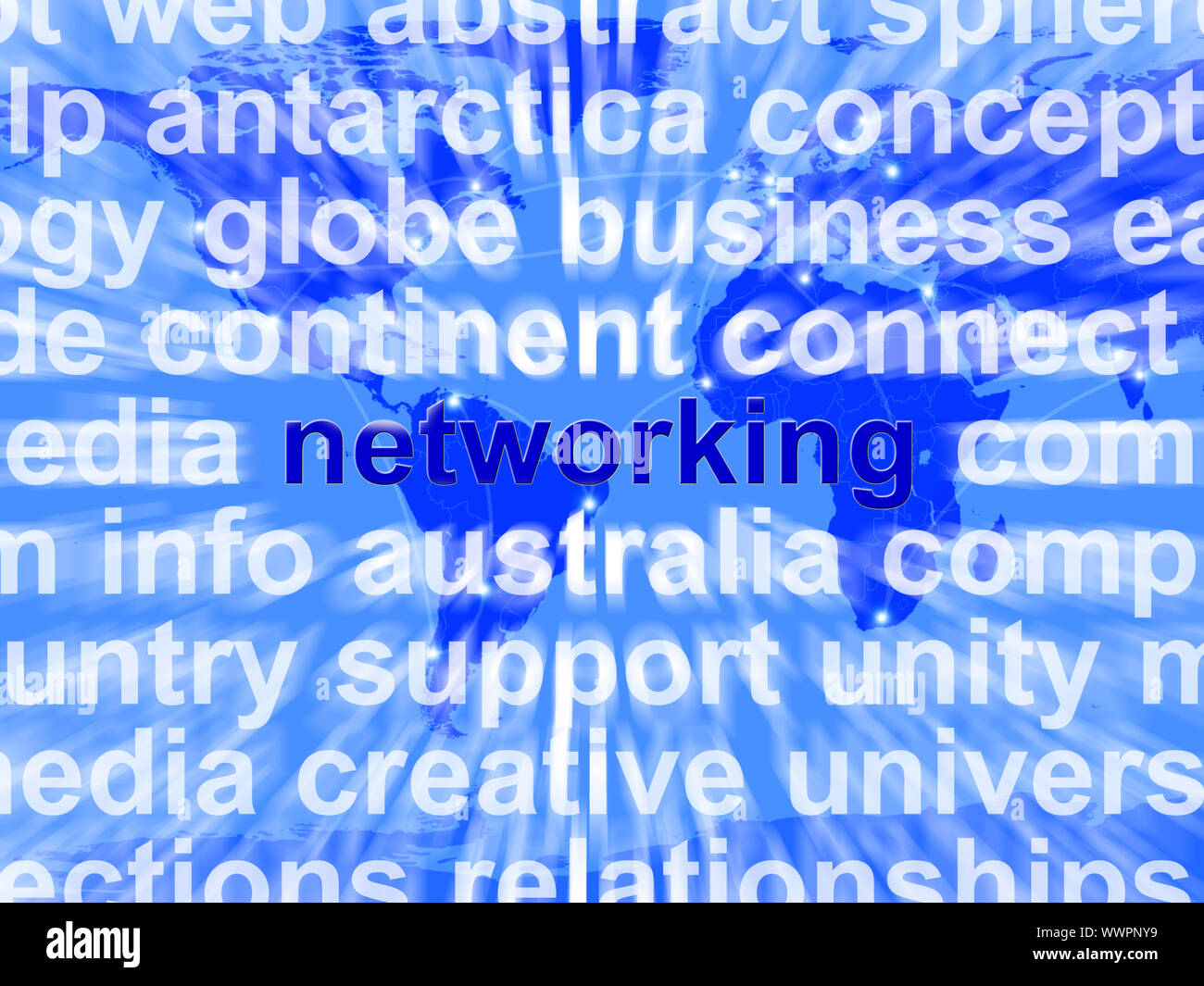 Networking Word Over World Background Showing Relationships And ...