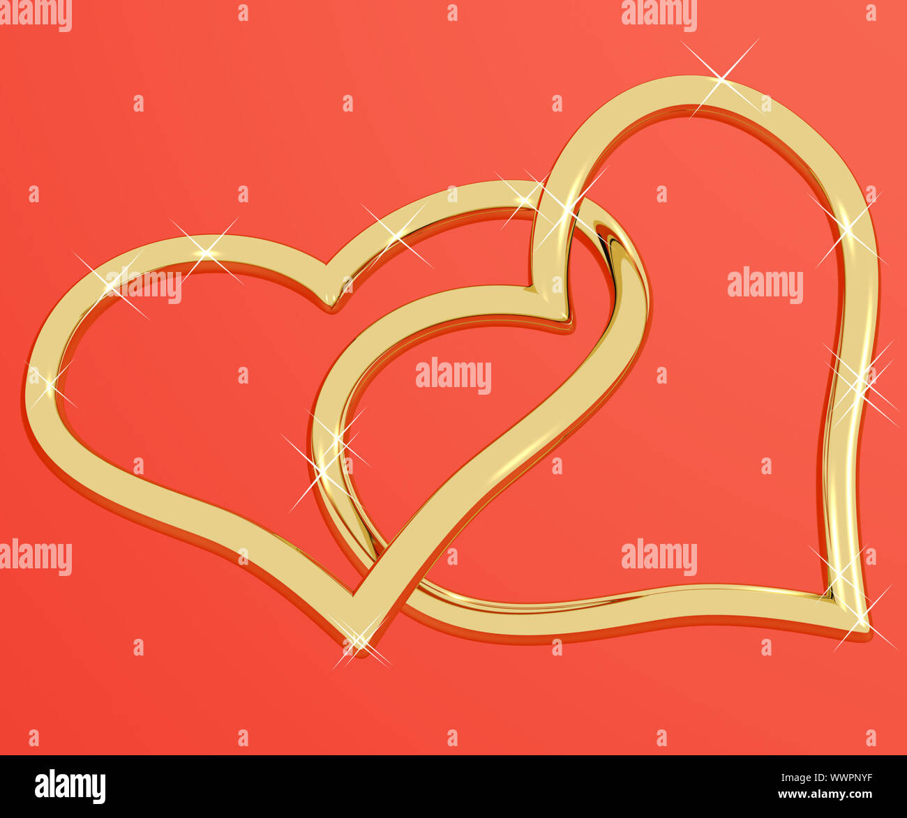 Gold Heart Shaped Rings Showing Love And Romance Stock Photo - Alamy