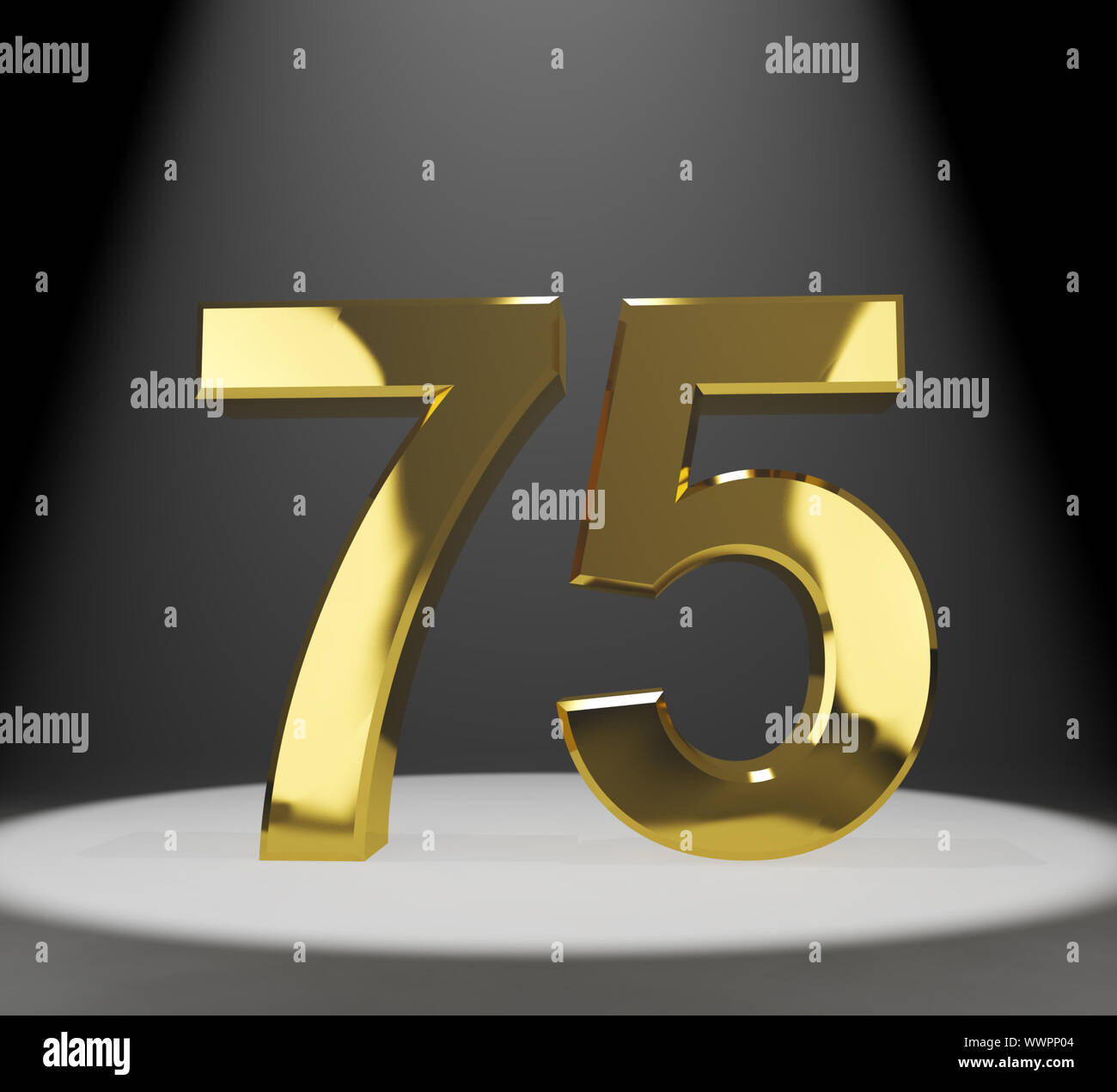 Gold 75th 3d Number Closeup Representing Anniversary Or Birthdays Stock ...