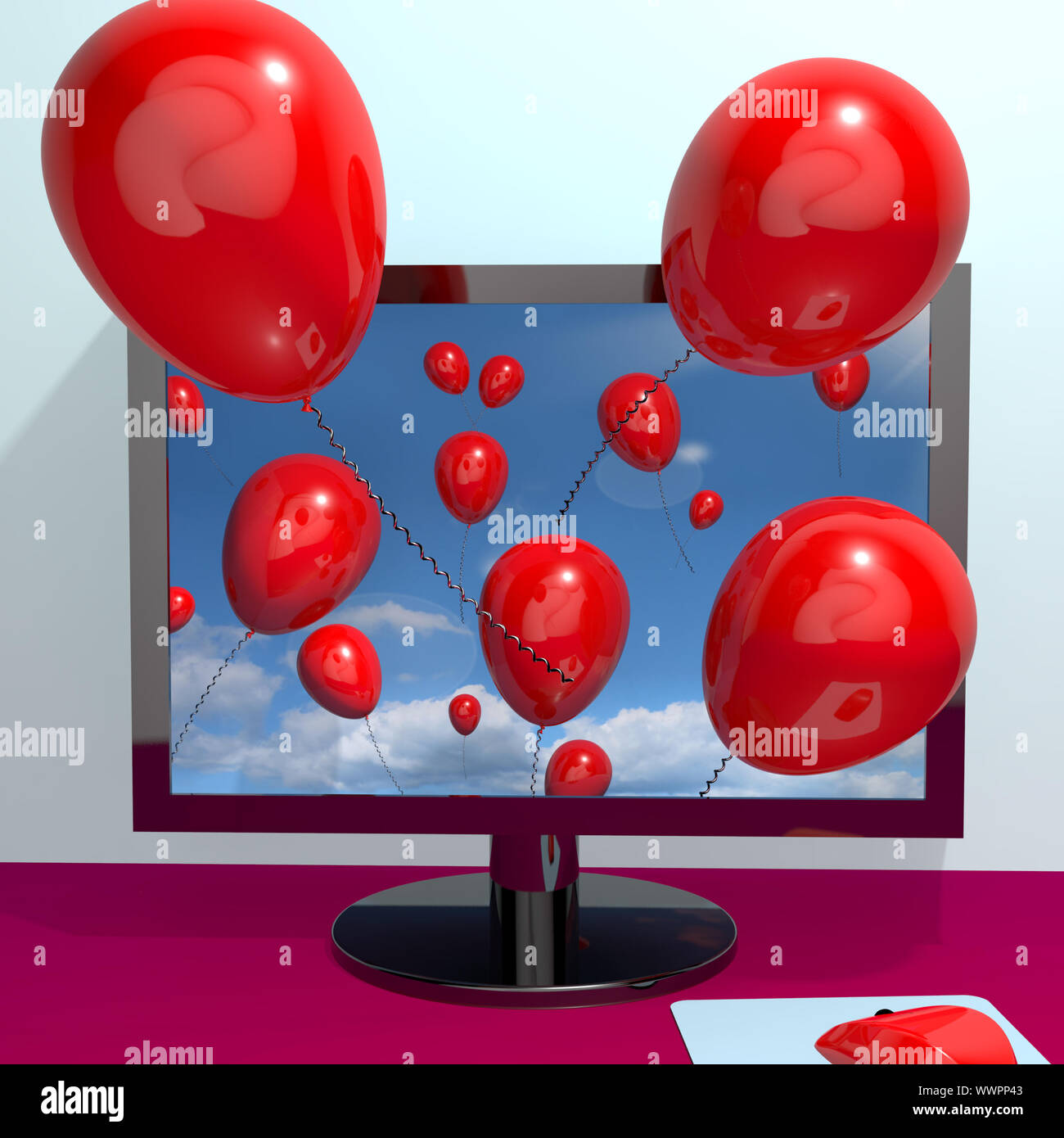 Red balloon message in sky hi-res stock photography and images - Alamy