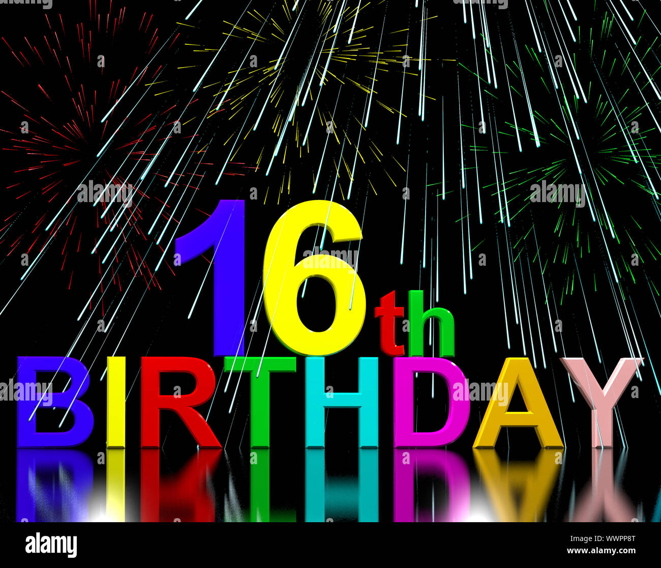 16th Or Sixteenth Birthday Celebrated With Fireworks Display Stock ...