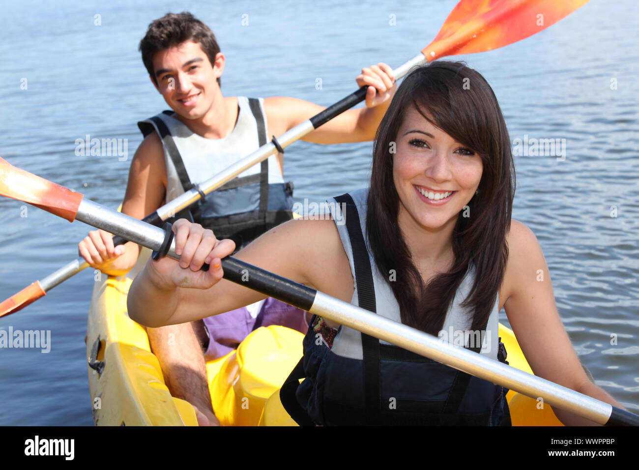 Couple in kayak Stock Photo - Alamy