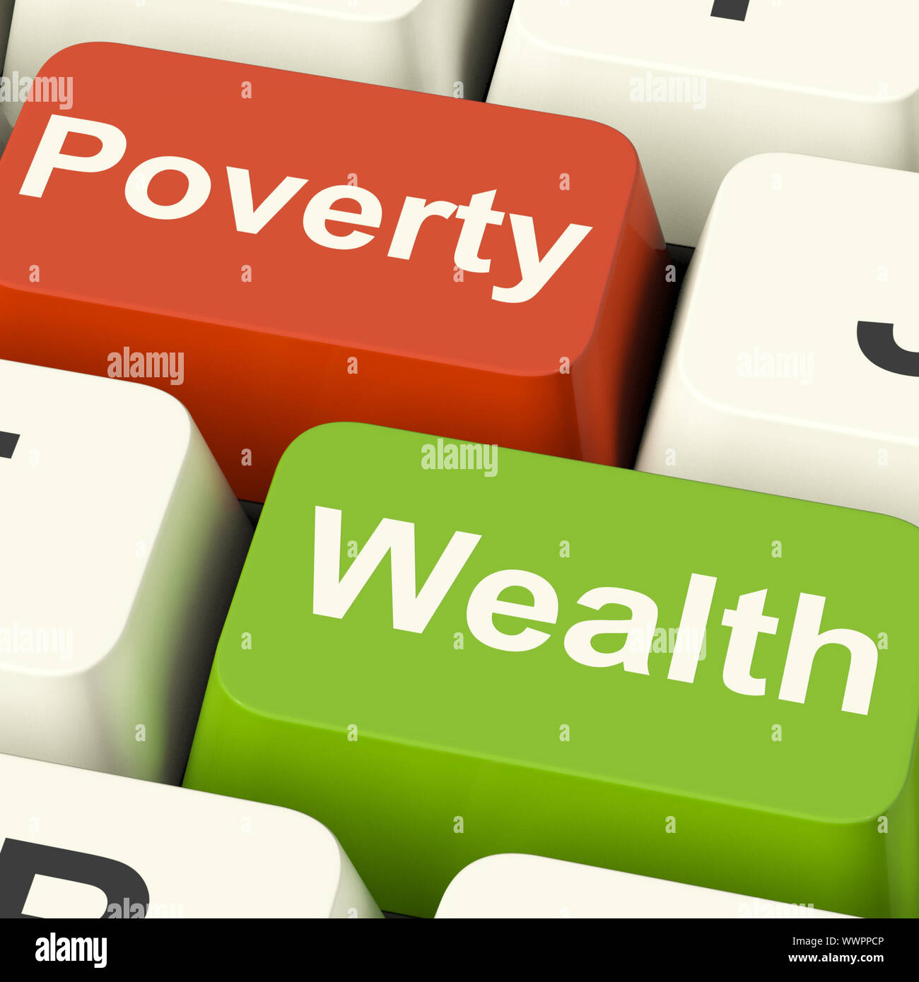 Poverty And Wealth Computer Keys Showing Rich Against Poor Stock Photo ...