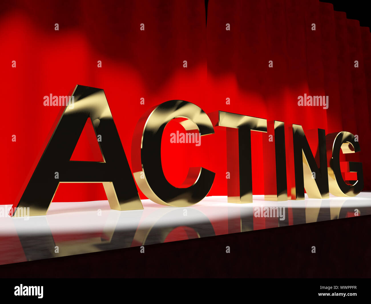 Acting Word On Stage Shows Drama Performance In A Theater Stock Photo ...