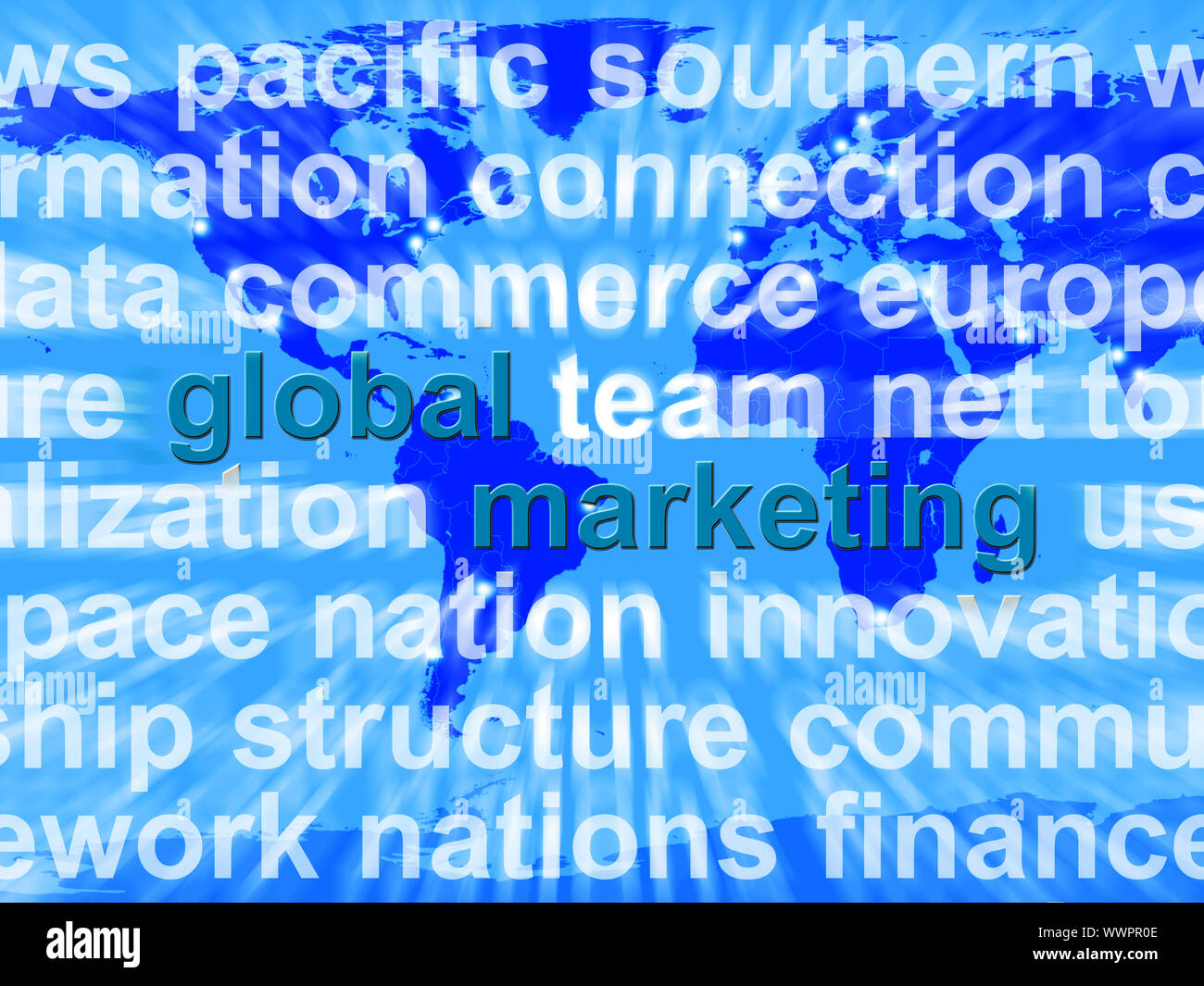 Global Marketing On Map Shows International Sales And Success Stock ...