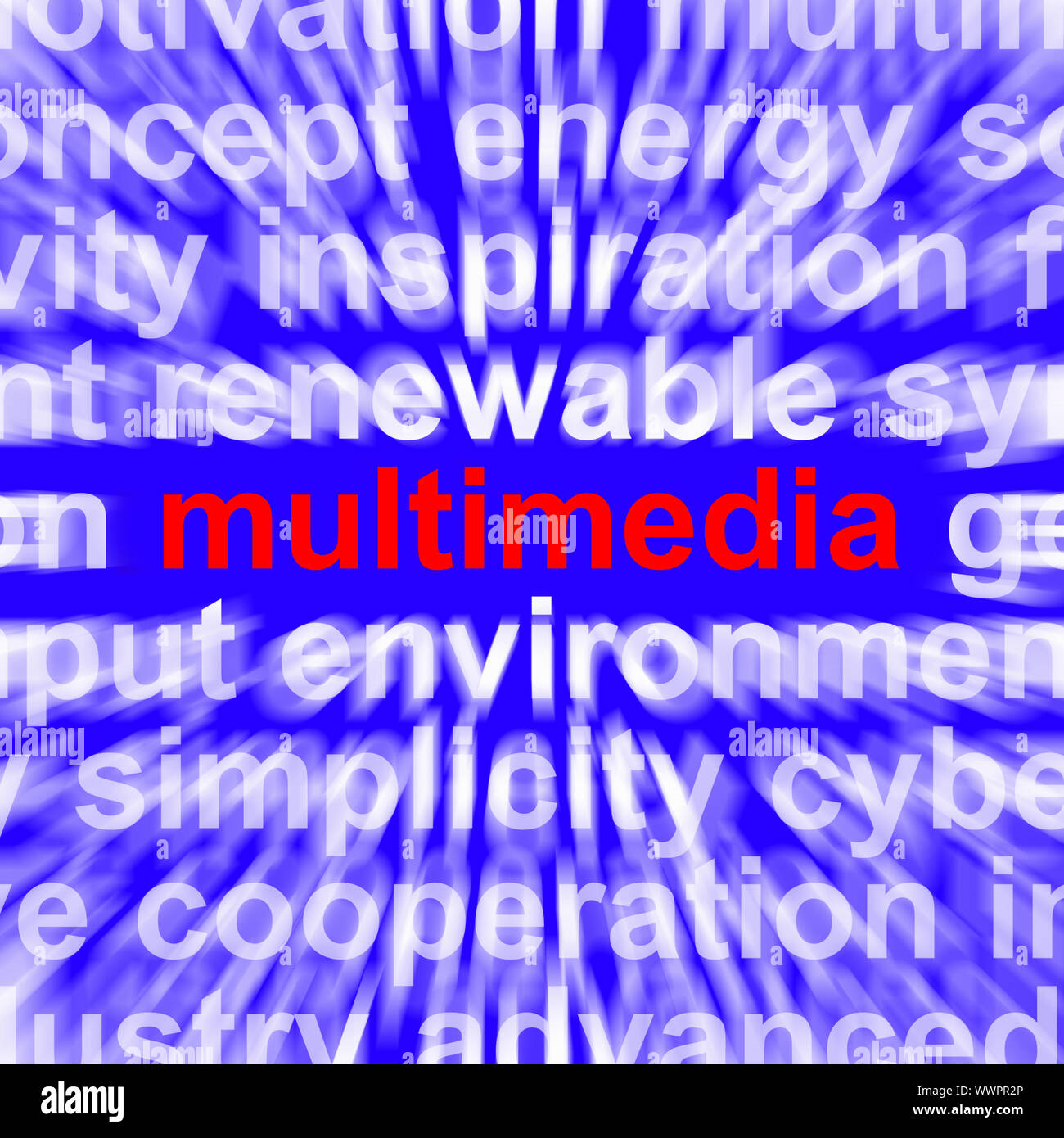 Multimedia Word Showing Digital Technology For Movies Or Broadcasting ...
