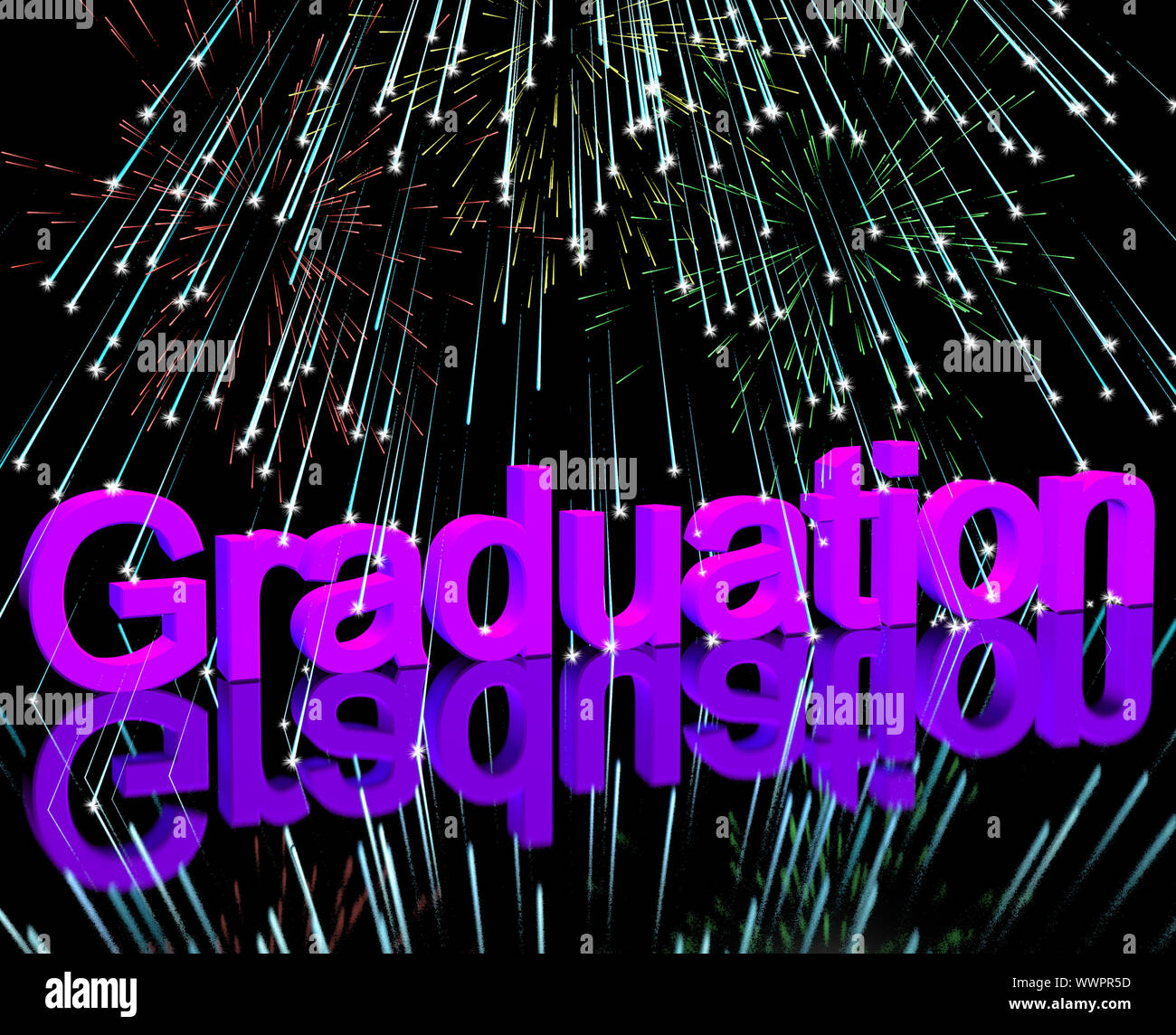 Graduation Word With Fireworks Shows School Or University Graduation ...