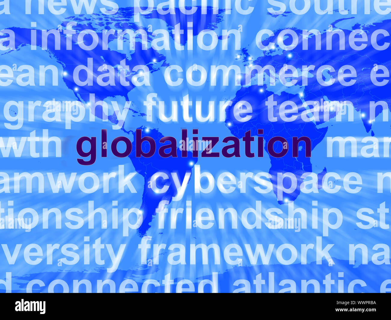Globalization Word On Map Showing International Businesses Stock Photo ...