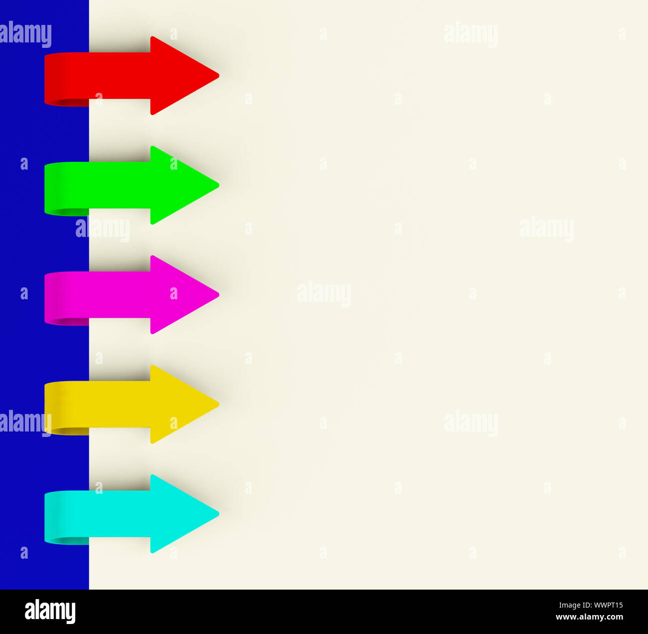 Five Multicolored Arrow Tabs Over Paper For Menu Lists Or Notes Stock ...