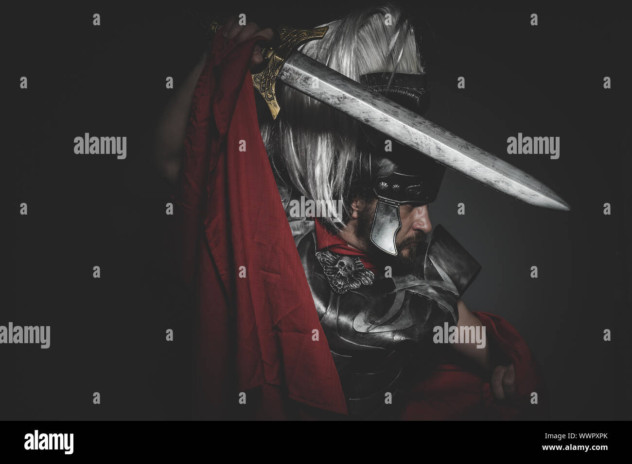 Soldiers with sword and shield in ancient roman costume hi-res stock ...