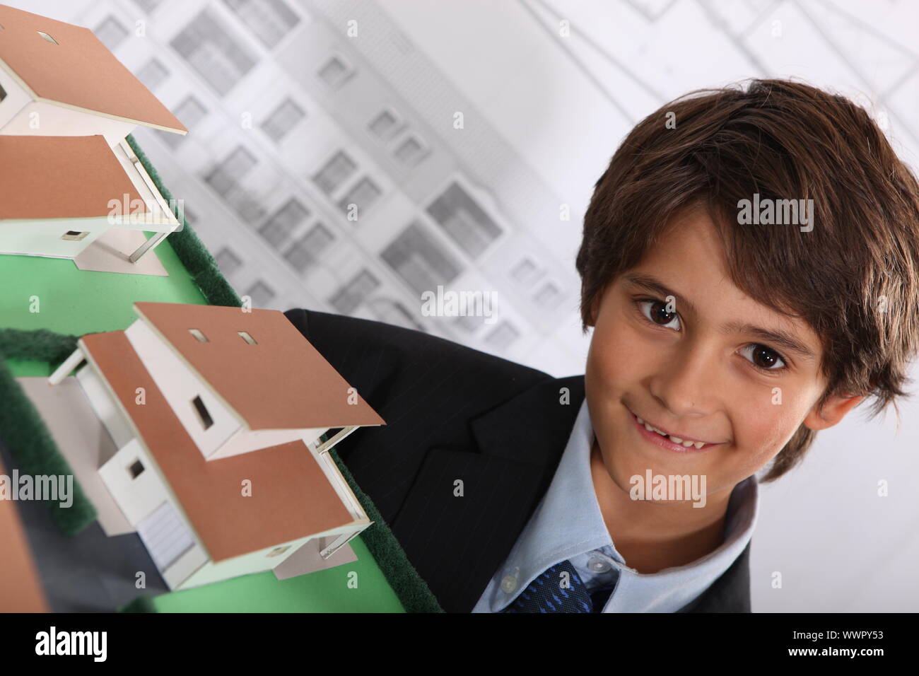 Little boy architect in office Stock Photo - Alamy