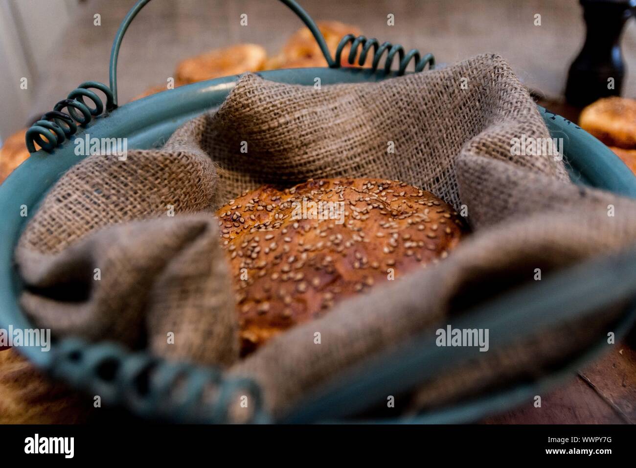 bread in rustic blanket Stock Photo - Alamy