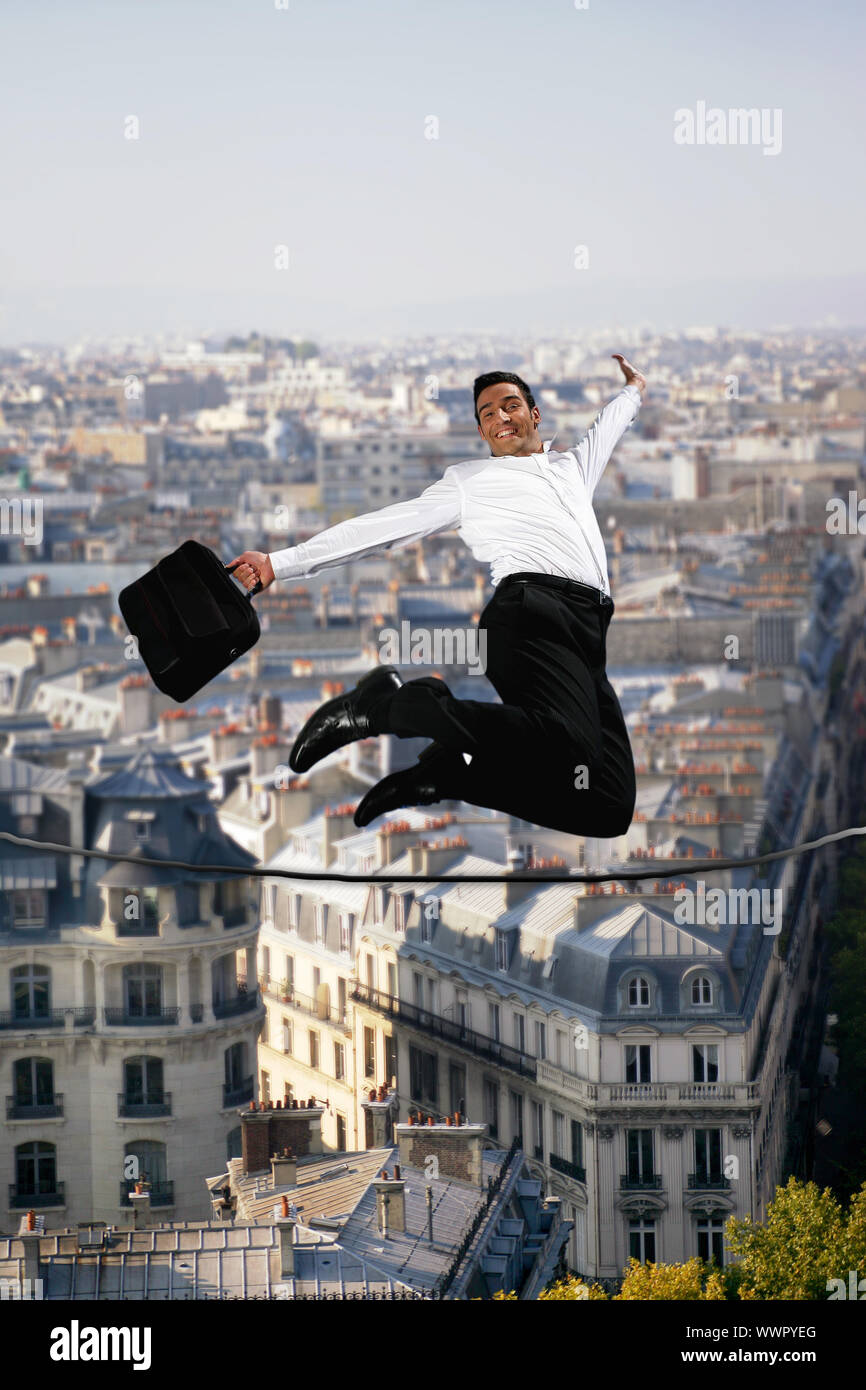 Tightrope businessman safety net hi-res stock photography and images ...