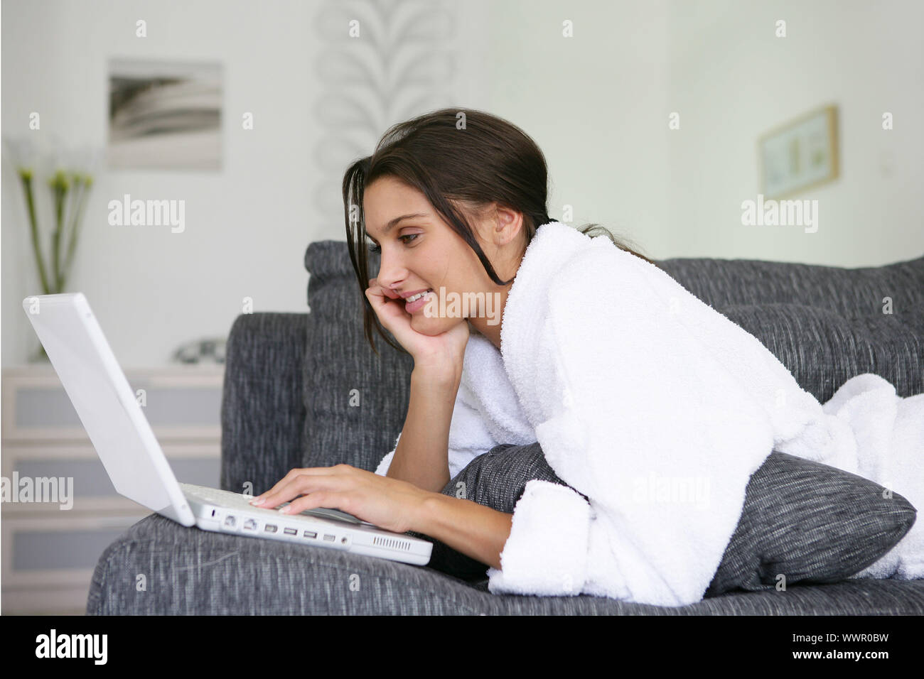 woman relaxing at home Stock Photo - Alamy