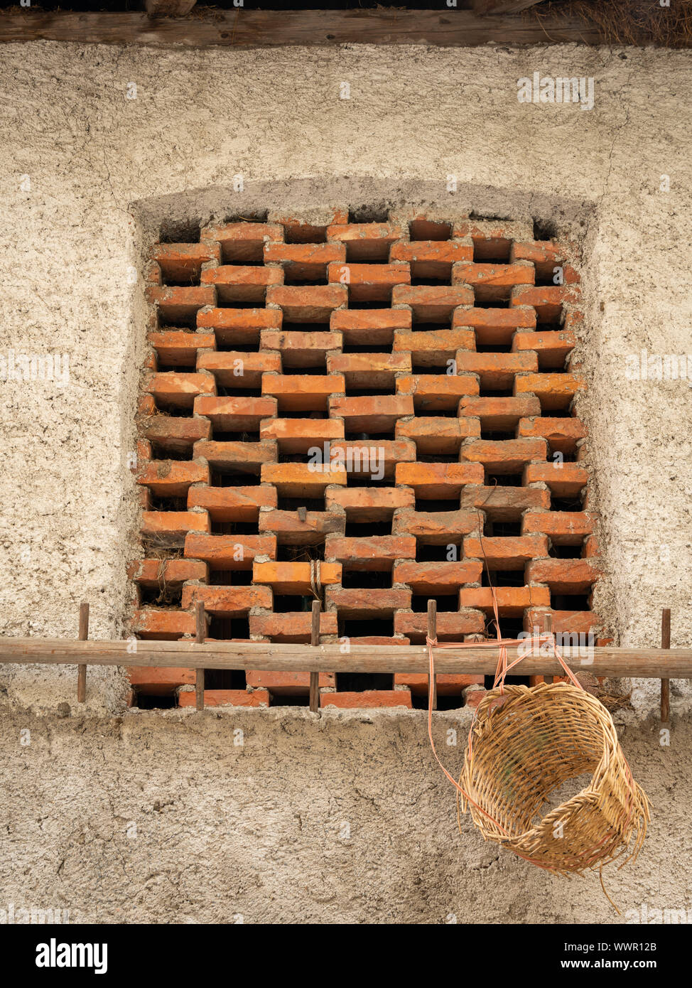 Window of an old stable with bricks in Glurns (South Tyrol, Italy Stock ...