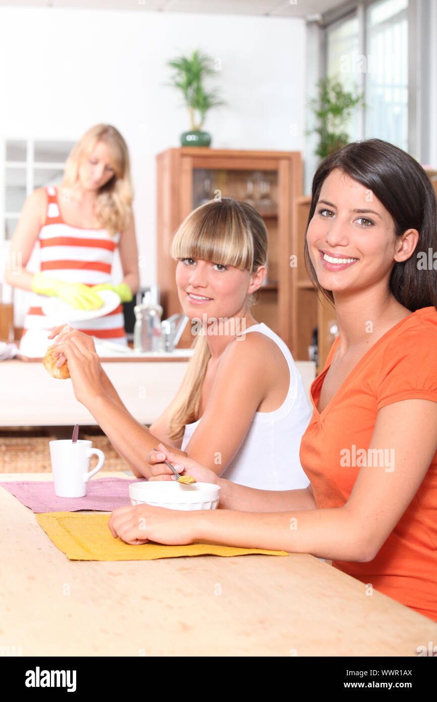 portrait of women at breakfast Stock Photo - Alamy