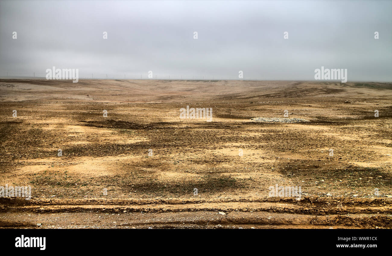 Anthropogenic landscape. Disturbed agricultural soils after dust storms ...