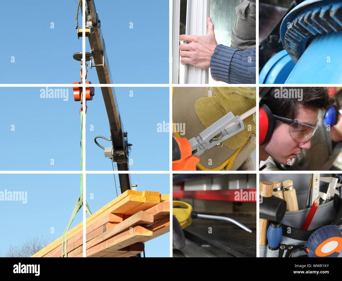 Collage of a construction site and building materials Stock Photo - Alamy
