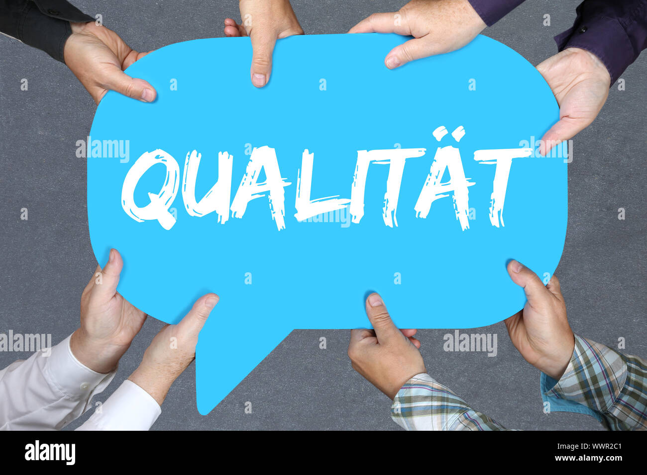 Group People hold Quality Success QM Quality management be successful ...