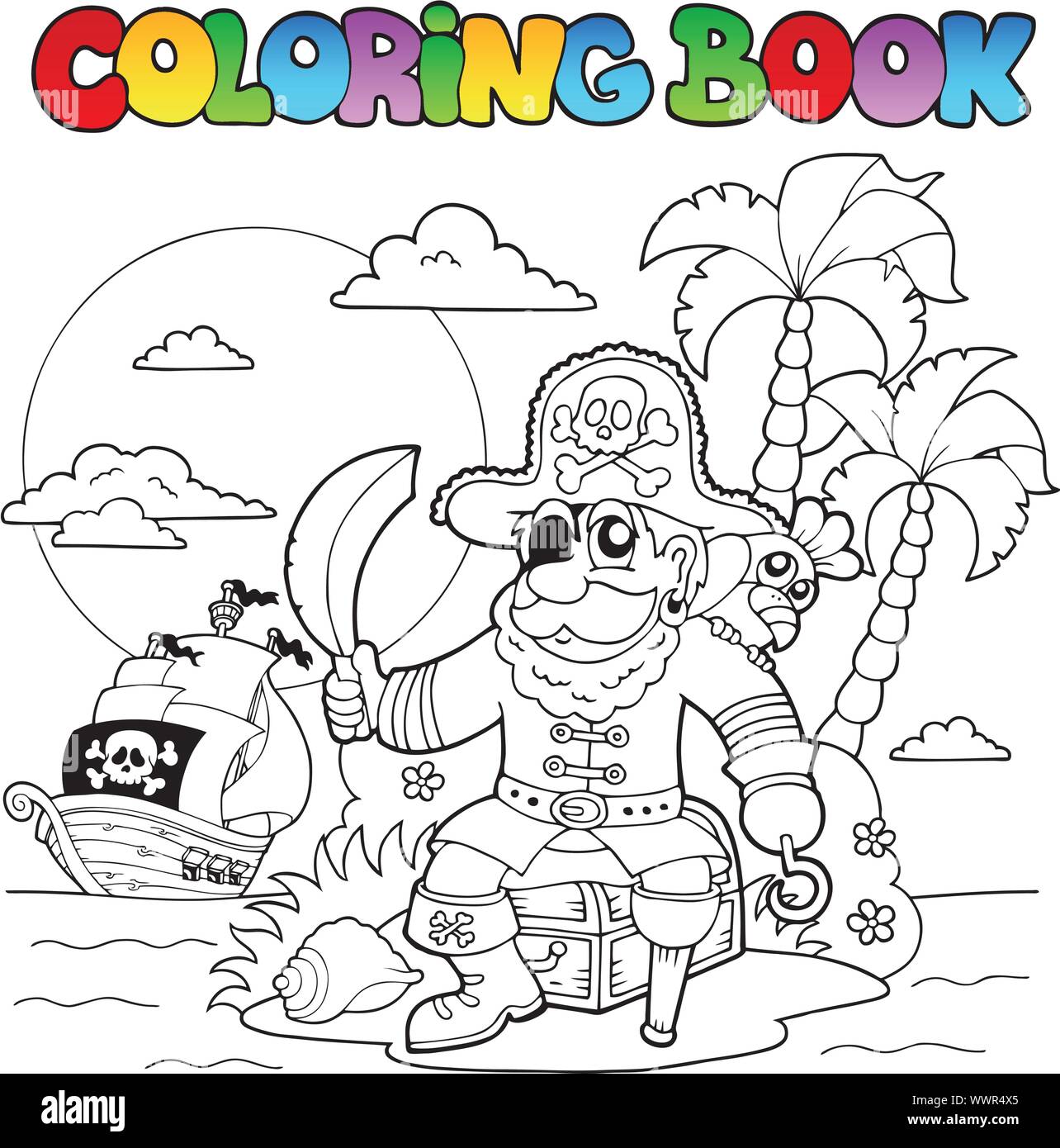 Coloring book with pirate theme 4 Stock Vector Image & Art - Alamy