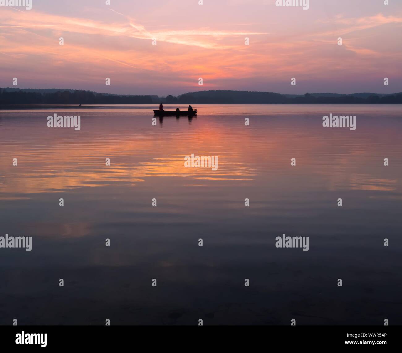 Beautiful landscape with lake after sunset. Tranquil scene Stock Photo ...