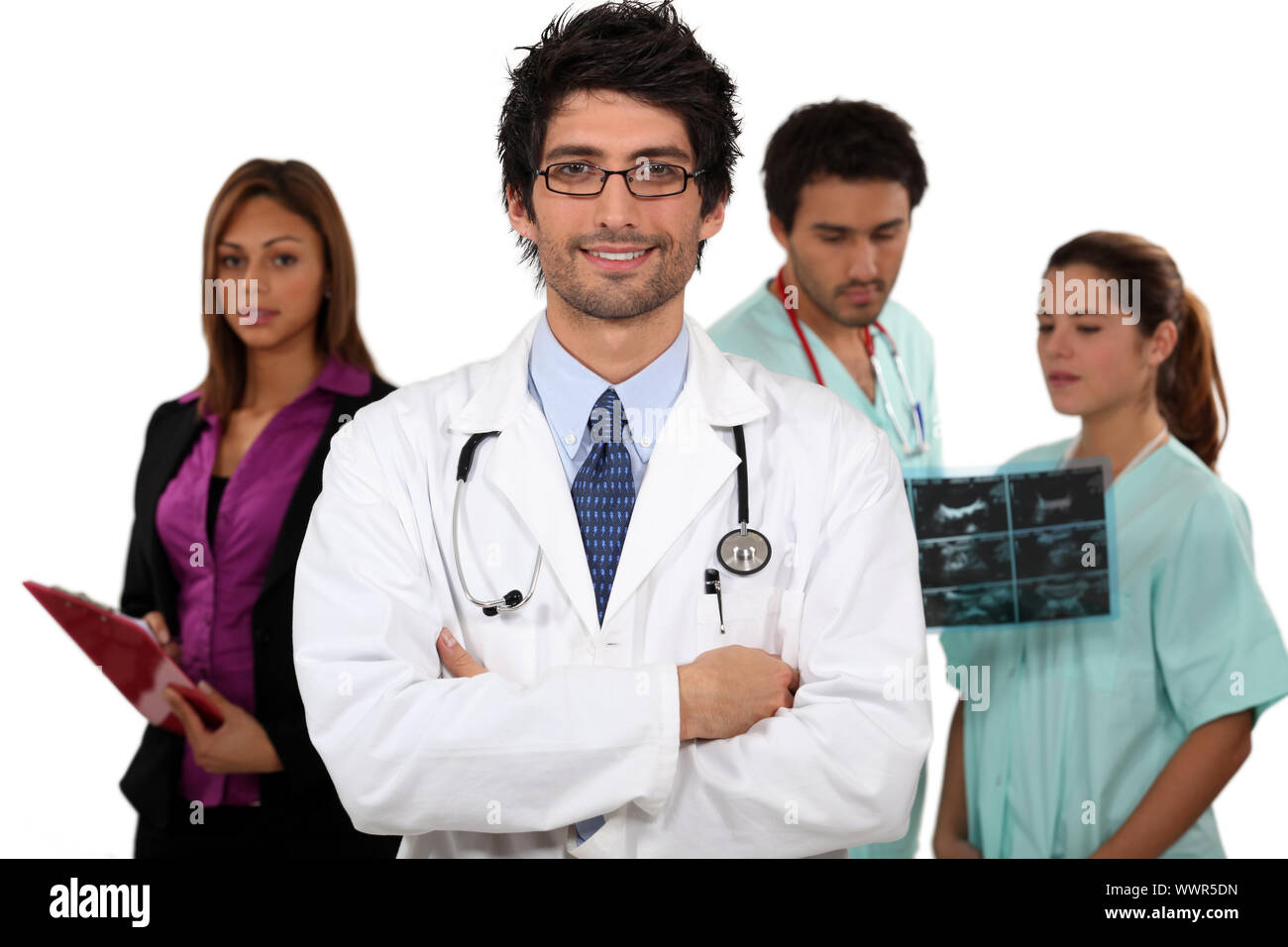 Doctor and his medical team Stock Photo - Alamy