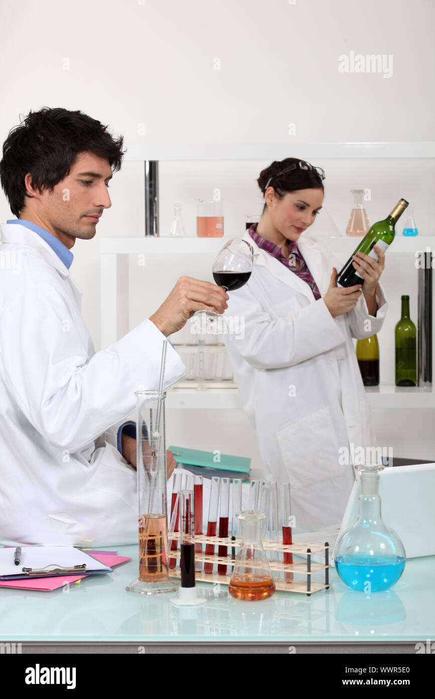 oenologists working in a lab Stock Photo - Alamy