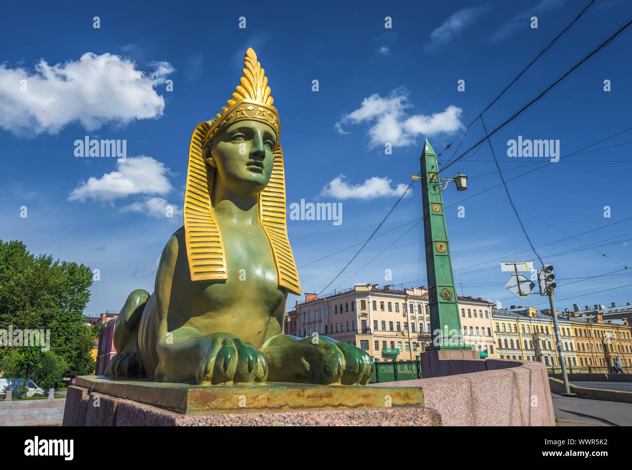 Sphinx of Egyptian bridge over the Fontanka river, Saint Petersburg, Russia Stock Photo - Alamy