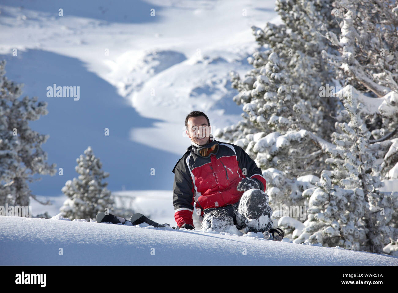 Man slipping on the snow Stock Photo - Alamy