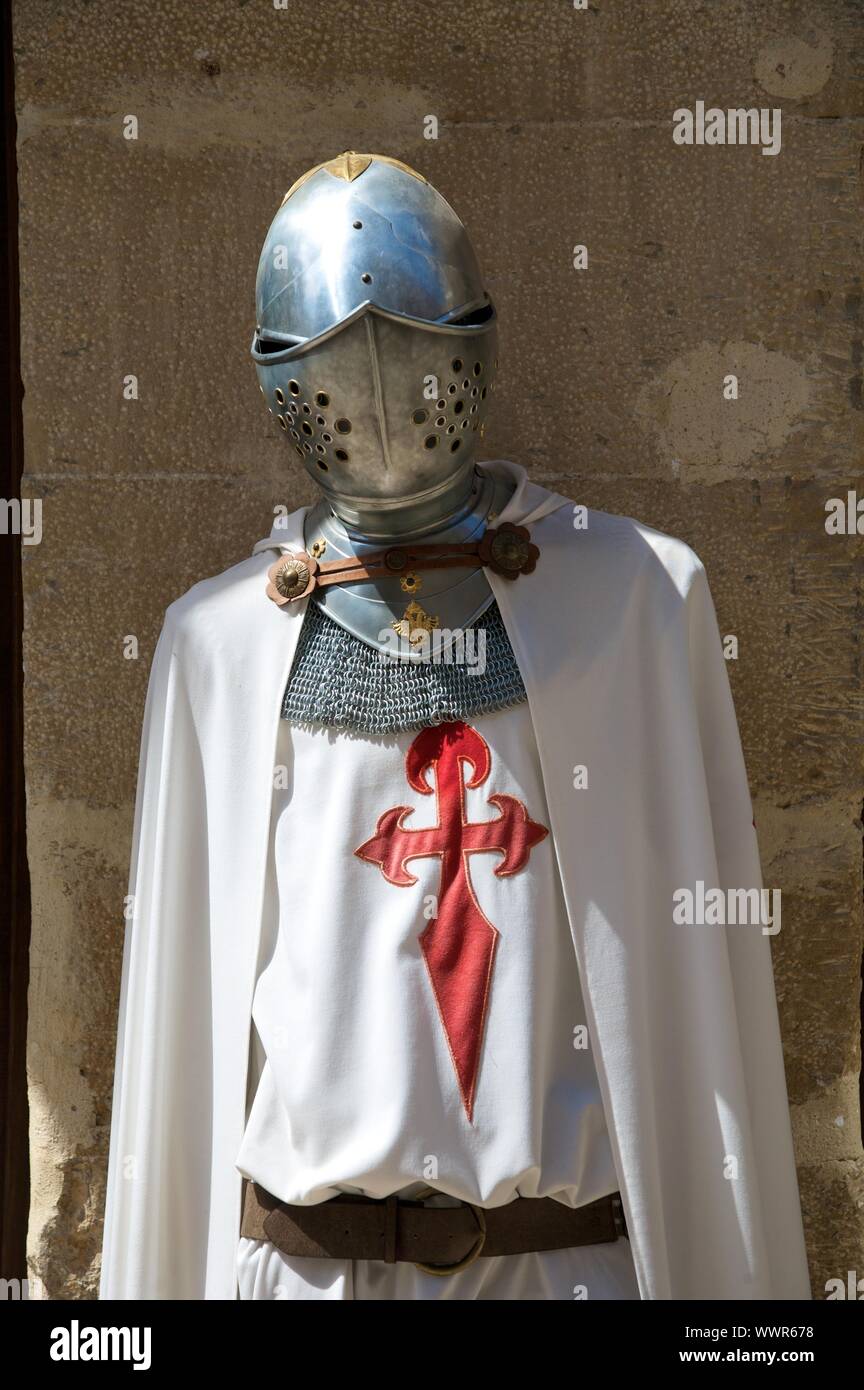 clothing of an ancient knight with helmet Stock Photo - Alamy