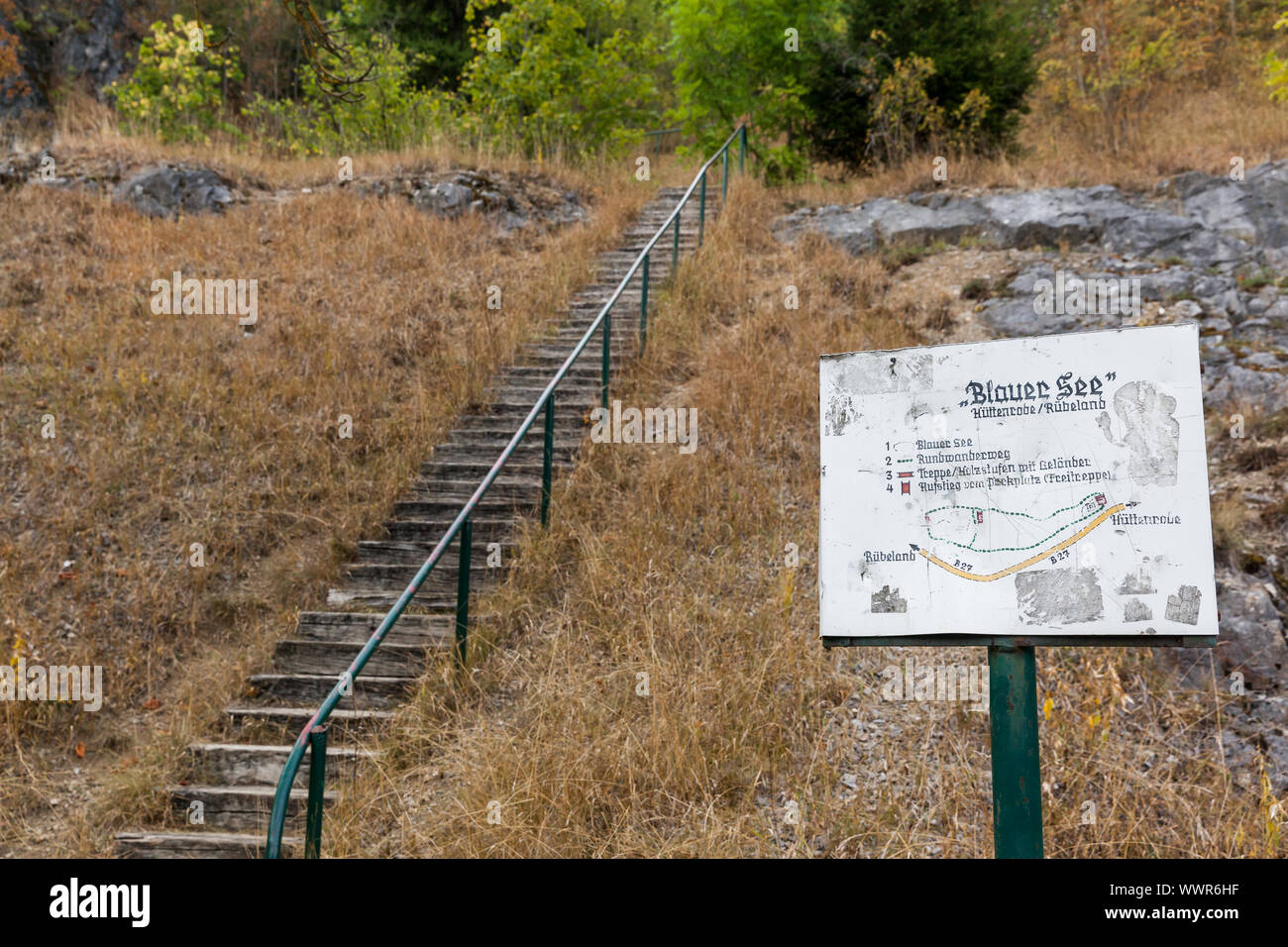 Blue lake circular hiking trail Stock Photo - Alamy