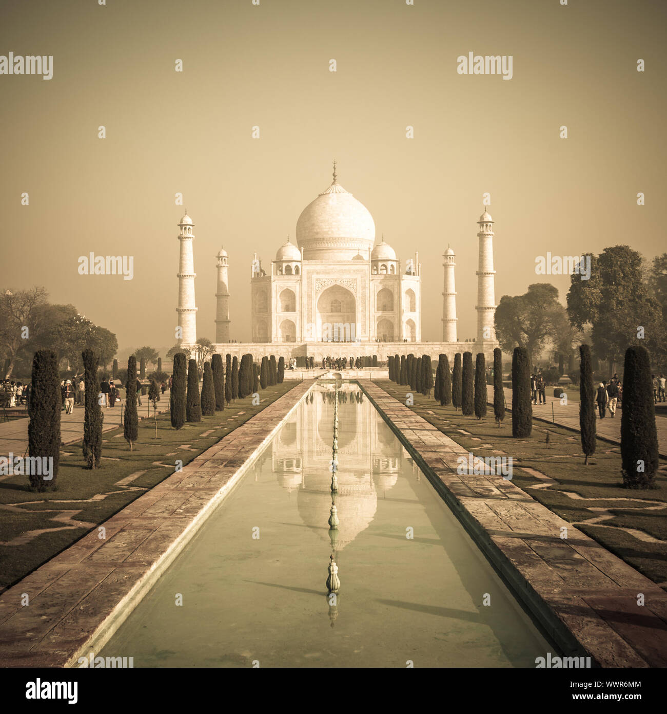 Vintage image of Taj Mahal at sunrise, Agra, India Stock Photo - Alamy