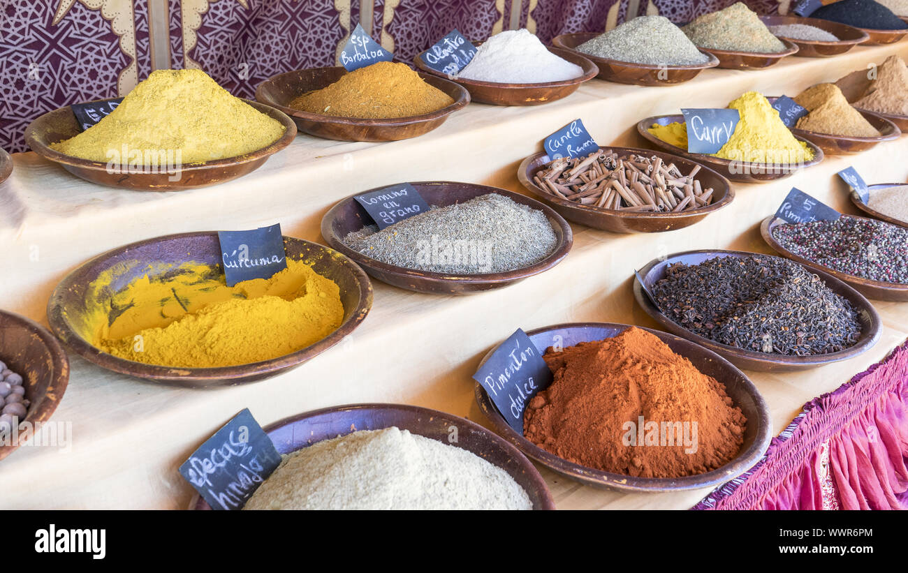 Ingredient, variety of colorful spices and different flavors, spices ...