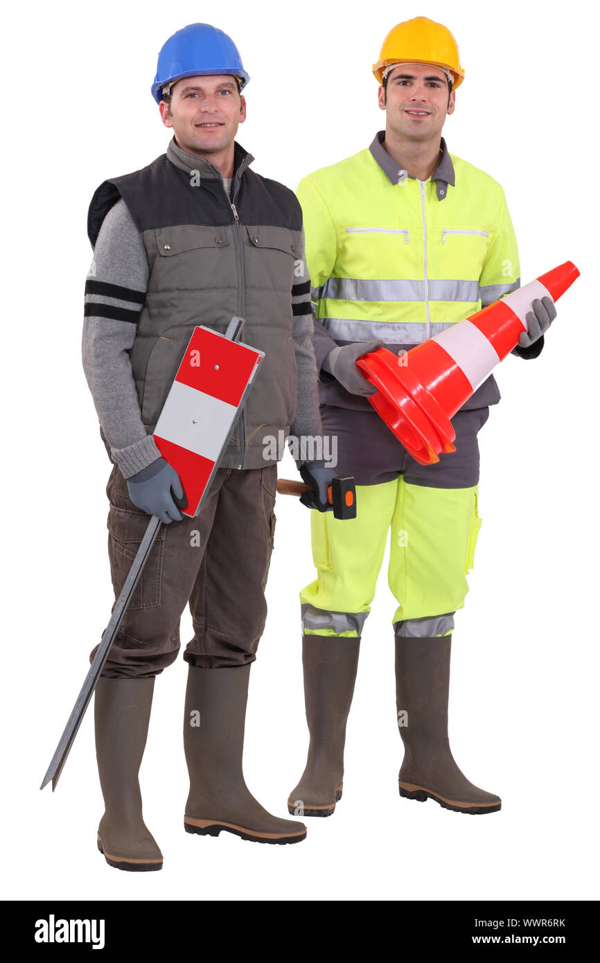 Two construction workers Stock Photo - Alamy