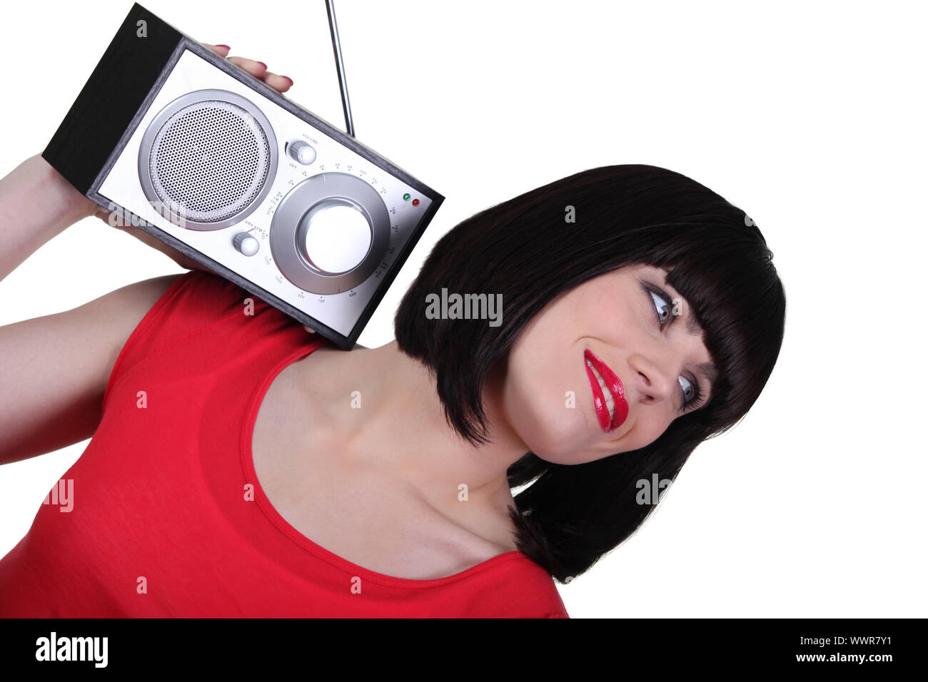 Portrait of a woman with radio Stock Photo - Alamy