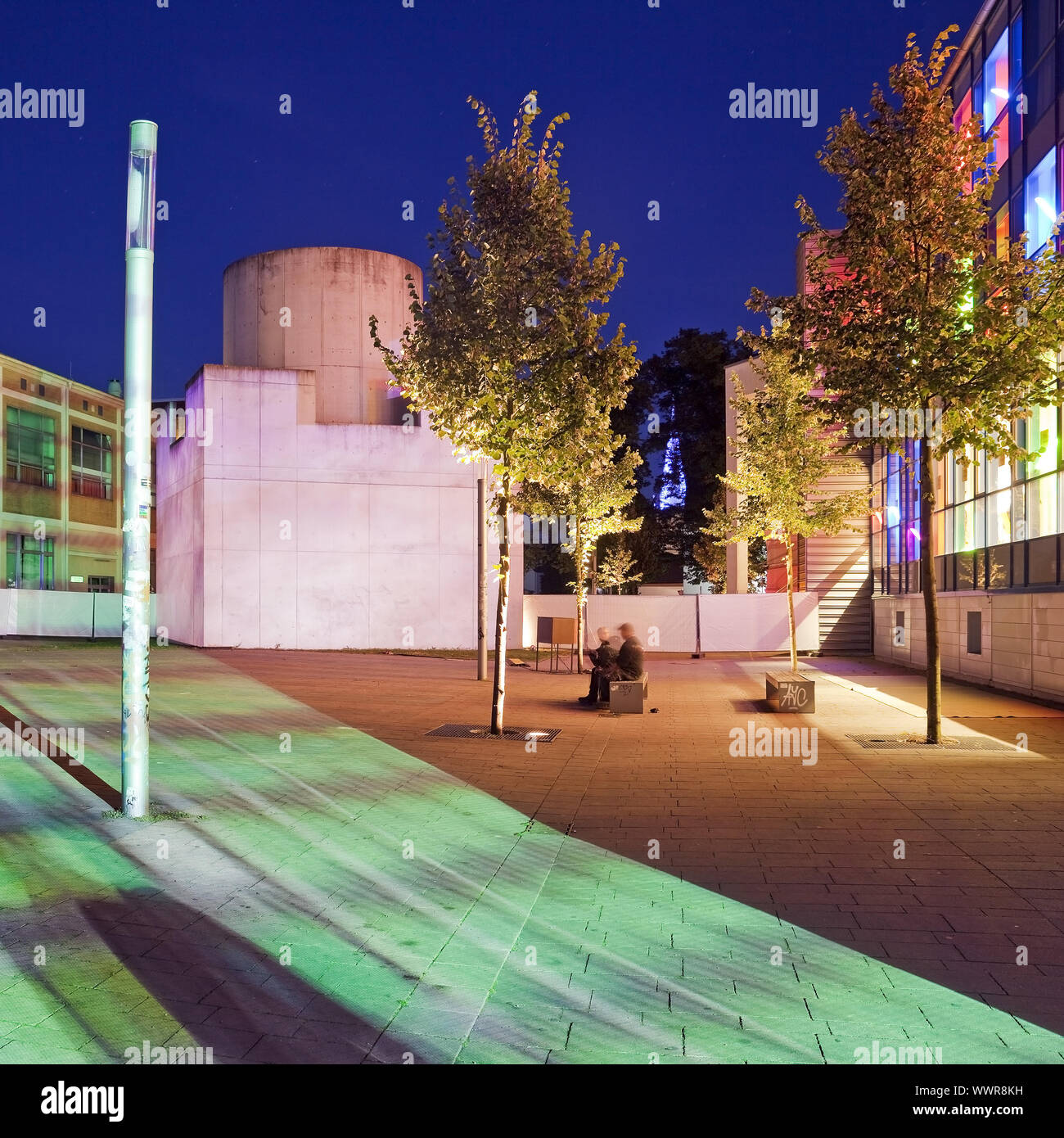 illuminated square Platz der Kulturen during event Stadtlichter, Unna ...