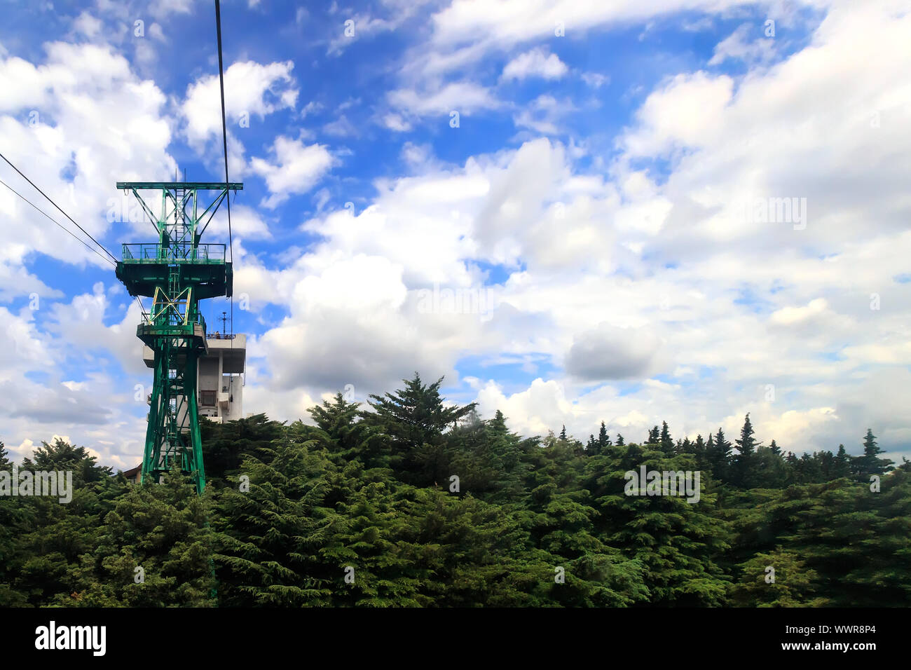 The cable car to the top of the mountain in the resort town Stock Photo ...