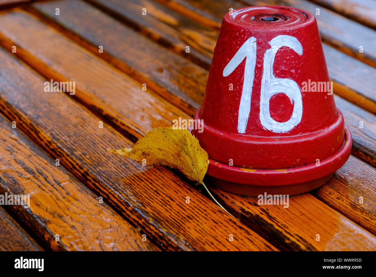 Marking table number beer garden Stock Photo - Alamy