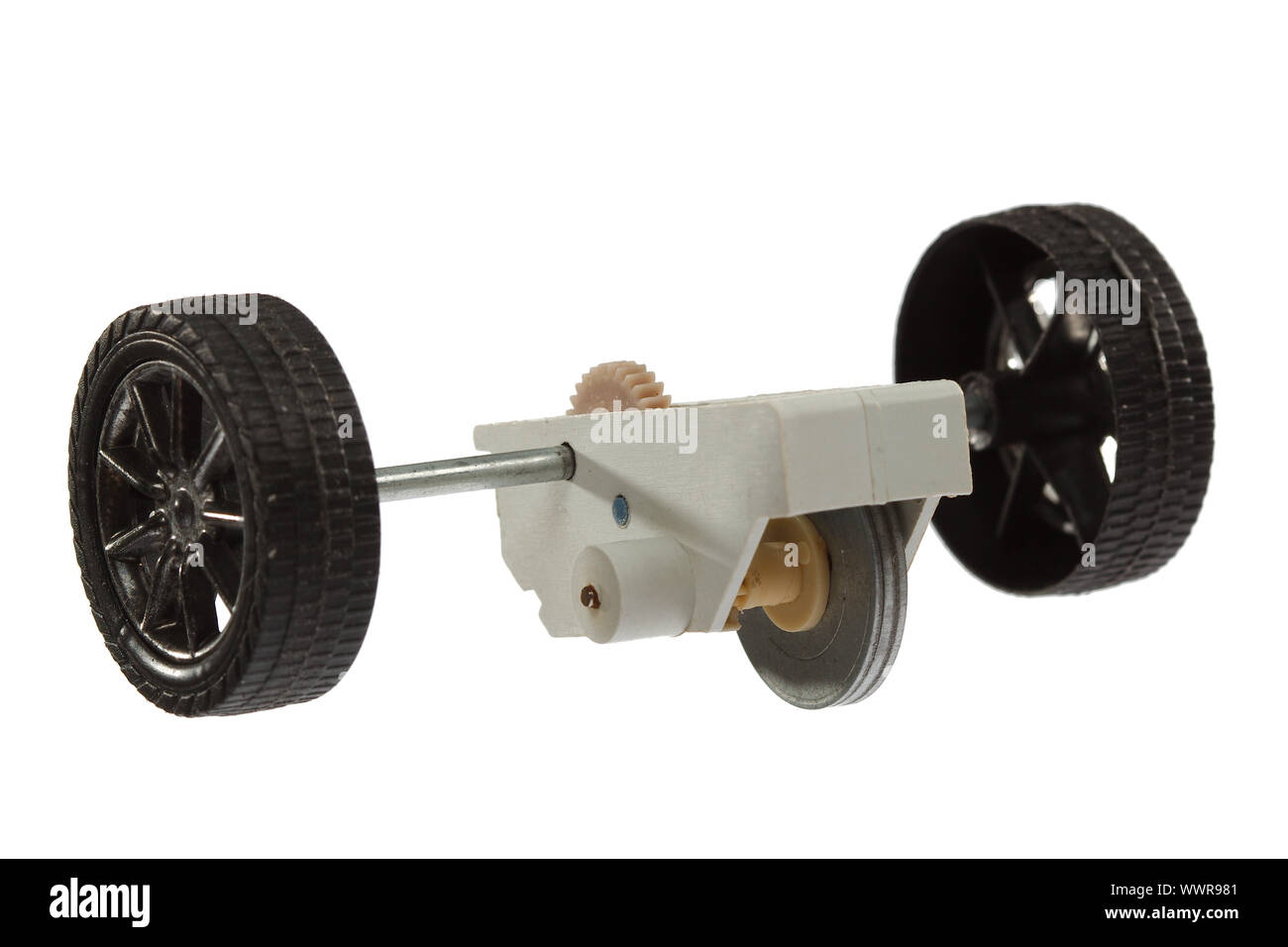 Motor and wheel of the toy car, isolated on white background Stock ...