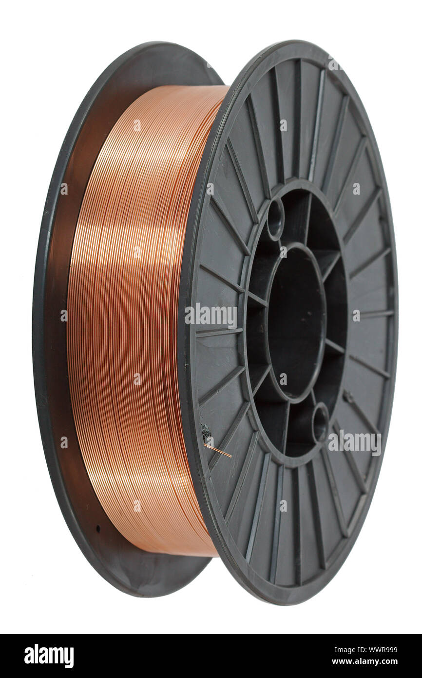 Copper wire on spool, isolated on white backgrounds, with clipping ...