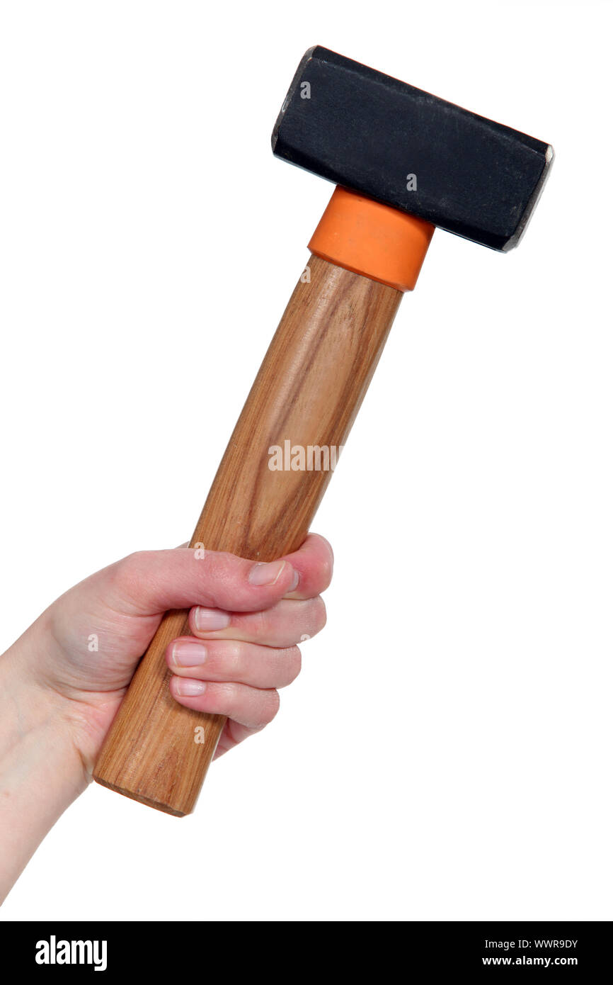 female hand holding hammer Stock Photo - Alamy