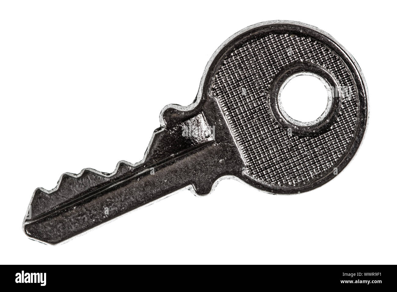 Key from the lock, element of safety system, isolated on white ...