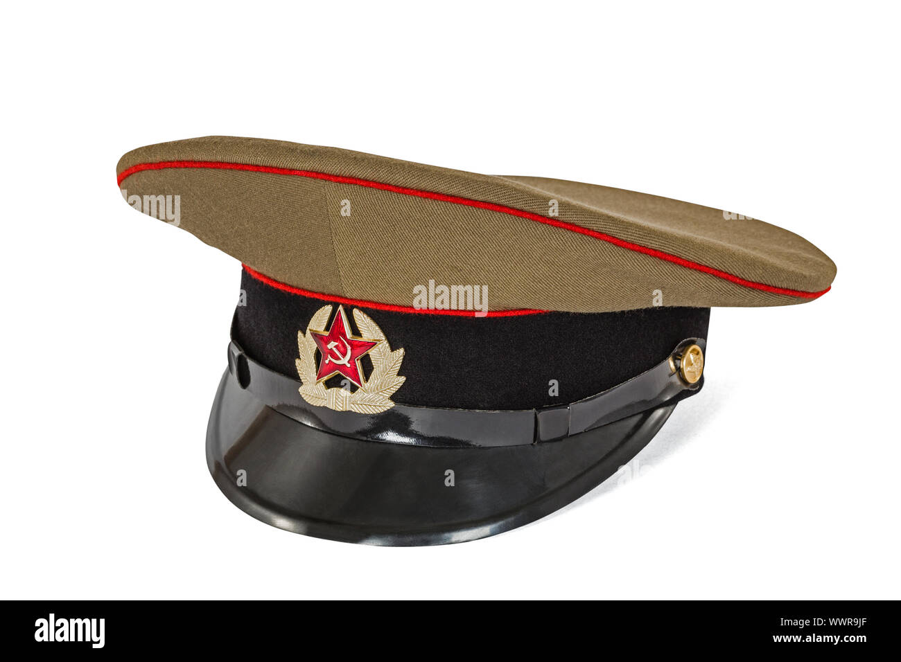 Peaked cap the soldier army USSR, isolated on white background, with ...