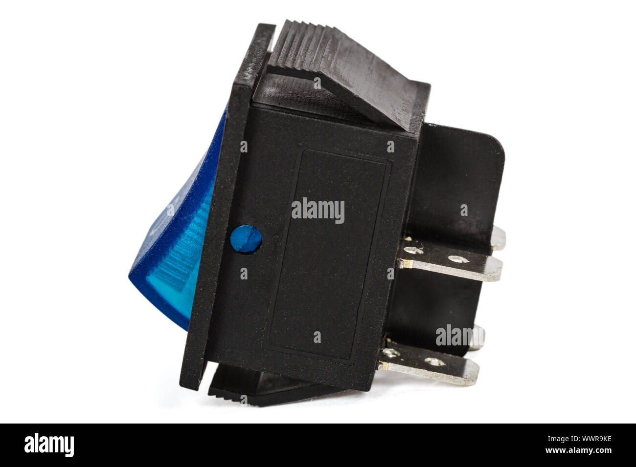 Blue power switch, isolated on white background, with clipping path ...