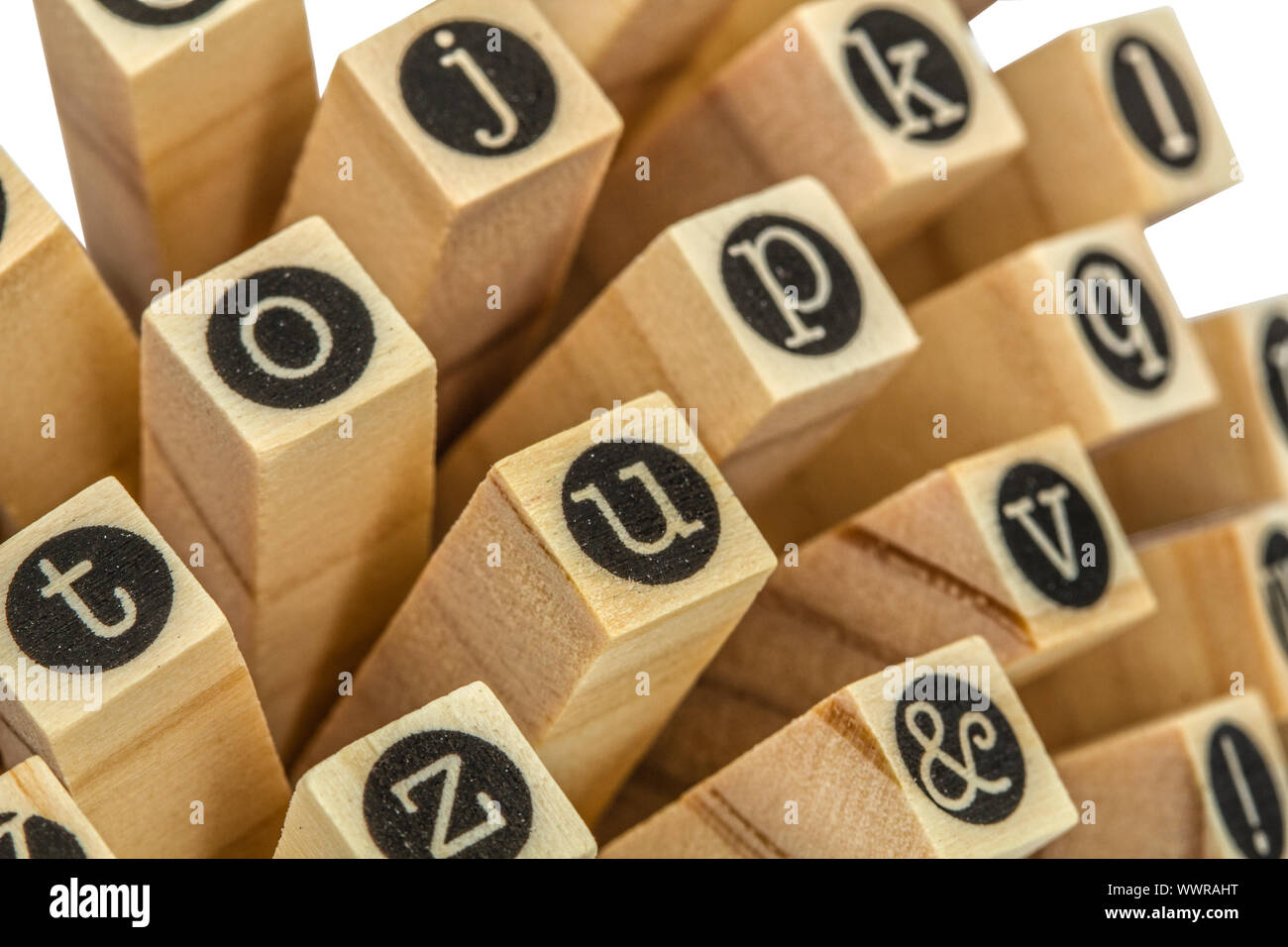 English alphabet lowercase, collage of isolated wood letterpress ...